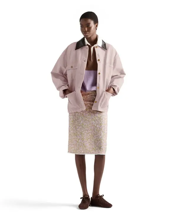 Prada Floral Print Re-nylon Midi-skirt - Pink
