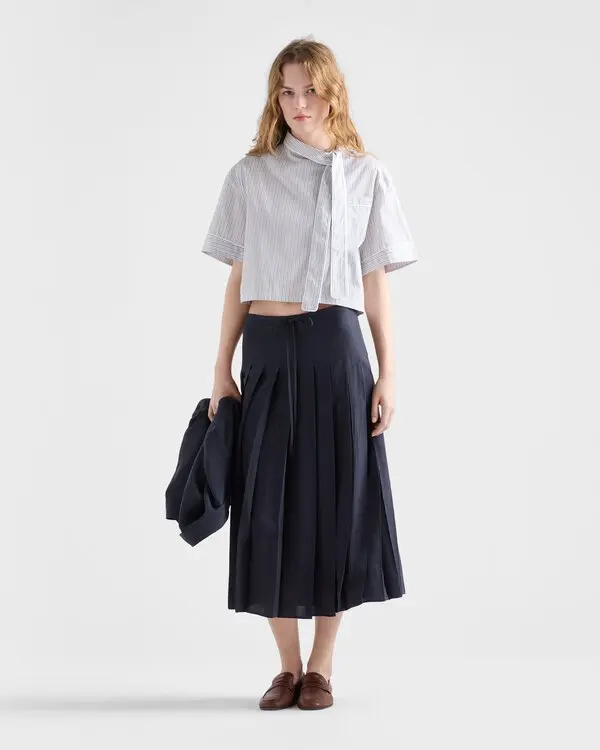 Prada Pleated Silk Midi-skirt