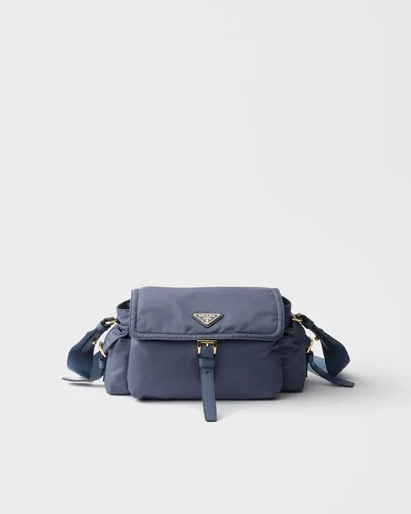 Prada Explore Medium Re-nylon Shoulder Bag With Flap - Aviation Blue
