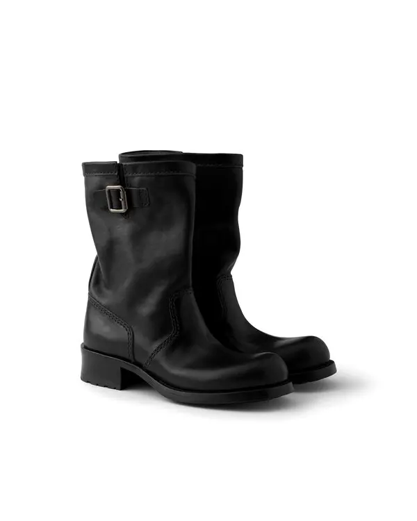 Prada Leather Mid-calf Boots - Black
