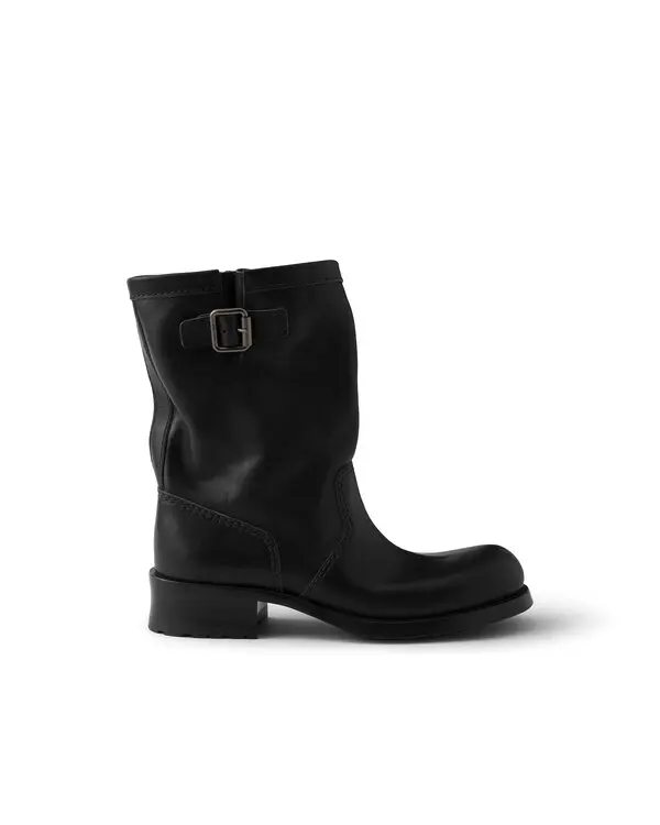 Prada Leather Mid-calf Boots - Black