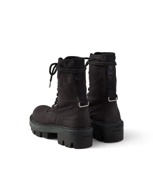 Prada Canvas Lace-up Ankle Boots