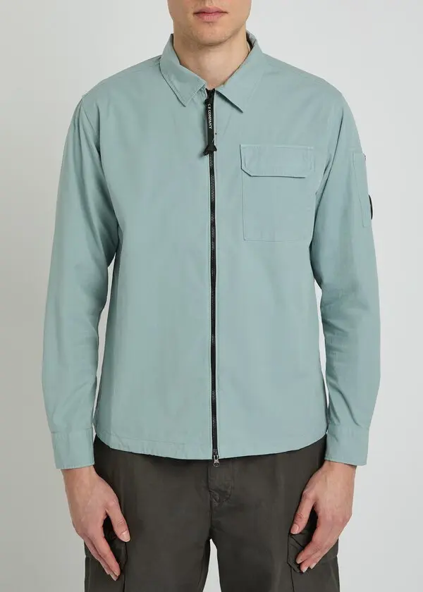 C.P. COMPANY Logo Cotton Overshirt - Silver