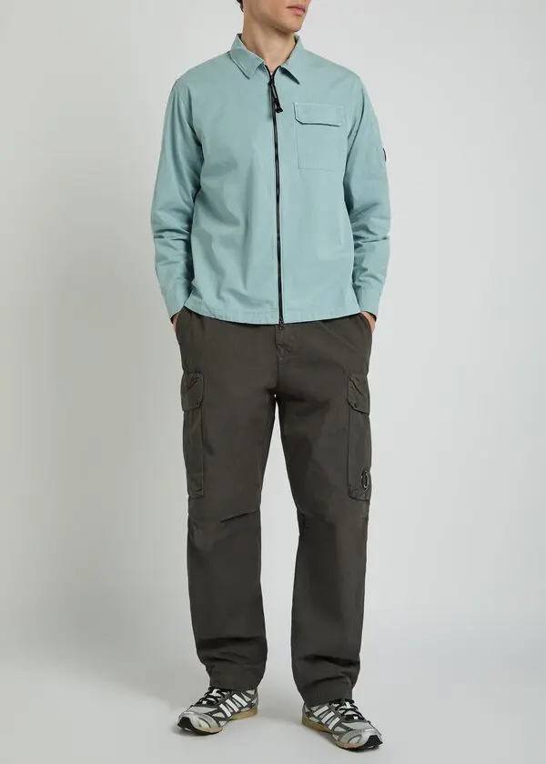 C.P. COMPANY Logo Cotton Overshirt - Silver