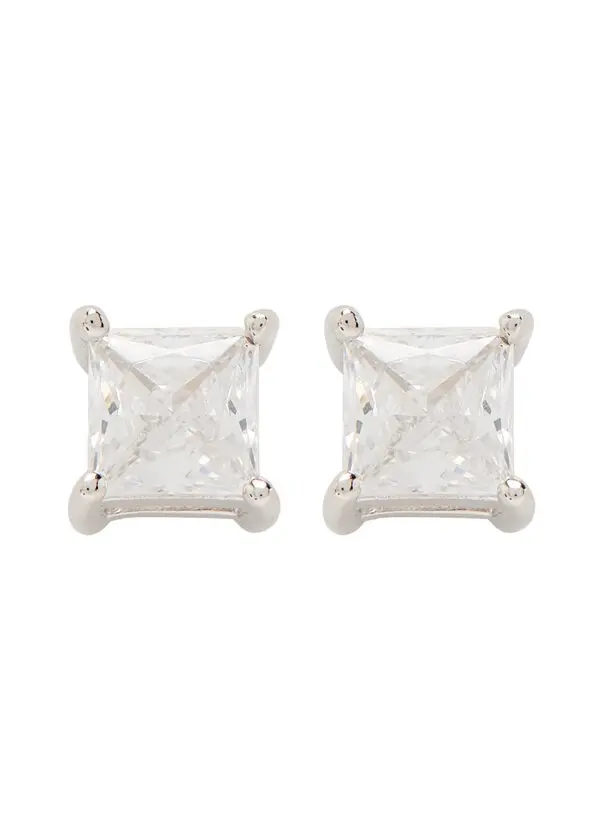 CERNUCCI Iced Micro Square Sterling Stud Earrings - Silver