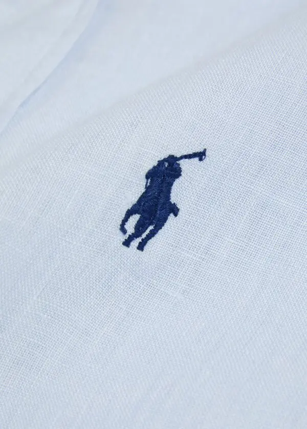 Polo Ralph Lauren Logo-embroidered Linen Shirt - Light Blue