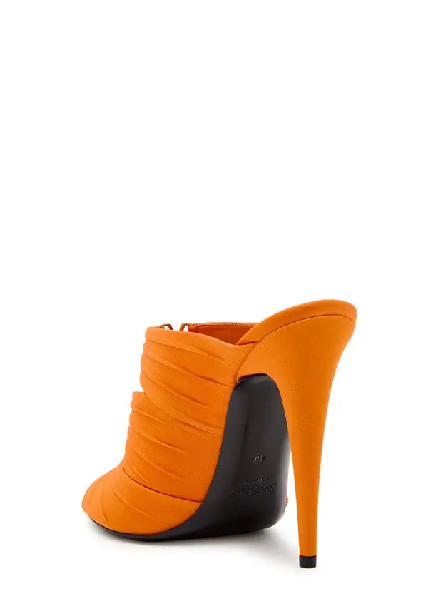 Saint Laurent Emilie 110 Ruched Satin Sandals - Orange