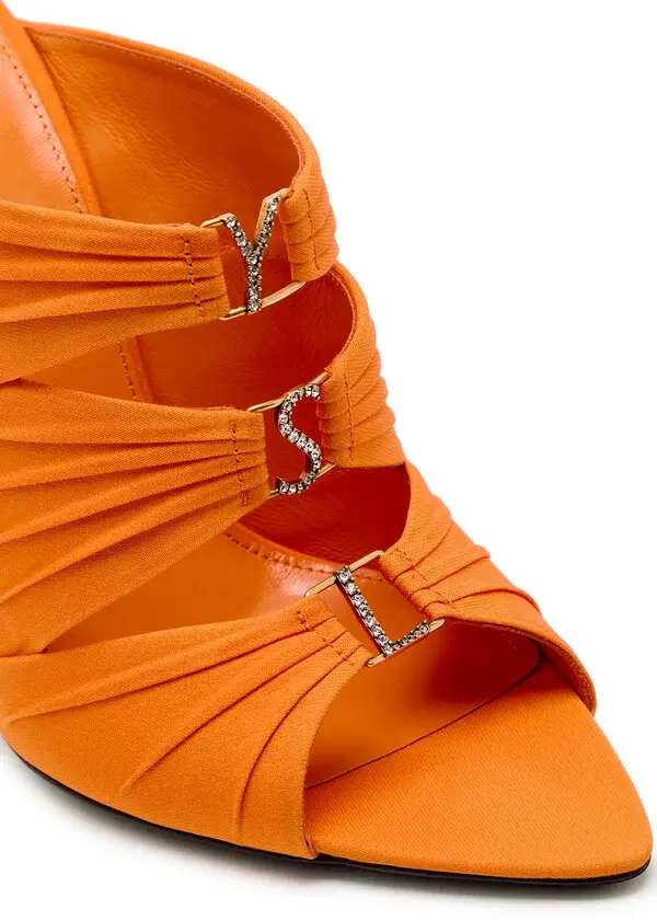 Saint Laurent Emilie 110 Ruched Satin Sandals - Orange