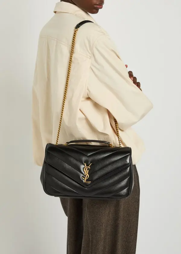 Saint Laurent Loulou Medium Quilted Leather Shoulder Bag - Black