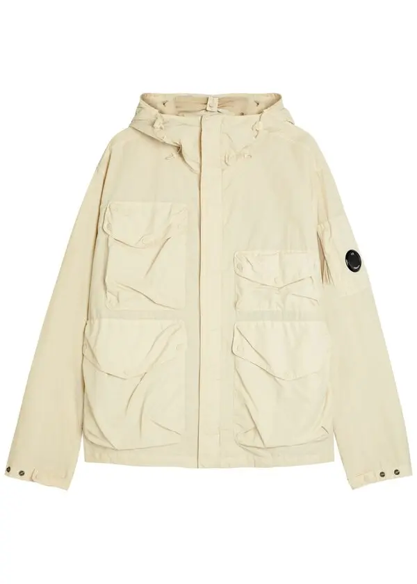 C.P. COMPANY Goggle Hooded Shell Jacket - Beige