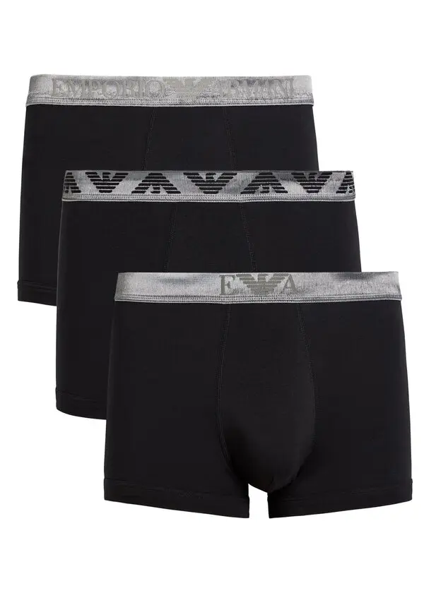 Emporio Armani Logo Stretch-cotton Trunks - Black