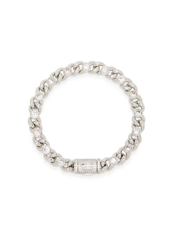 CERNUCCI Iced Gemstone 8mm Embellished Link Bracelet - Silver