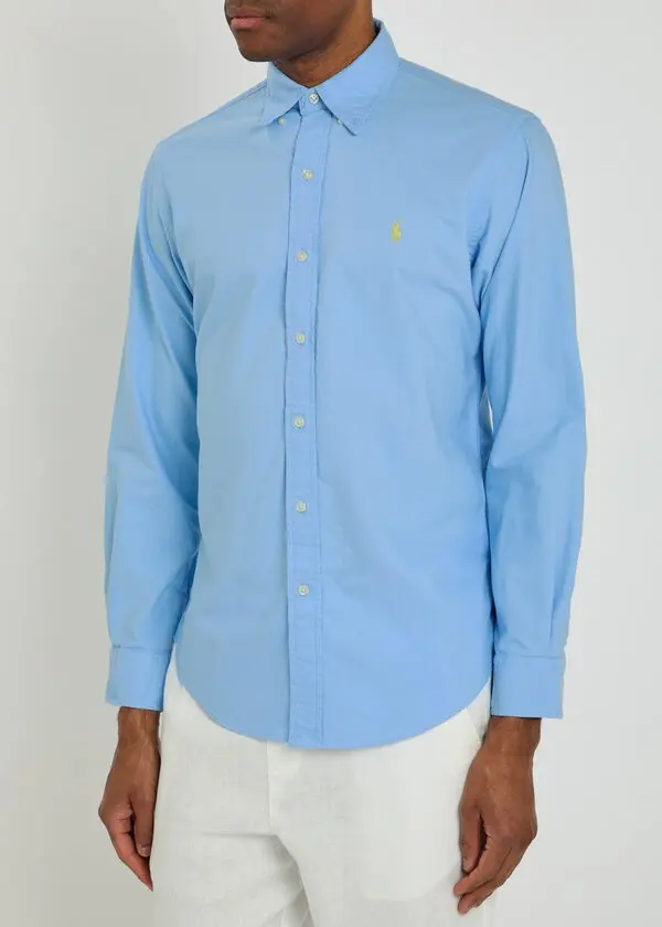 Polo Ralph Lauren Logo-embroidered Cotton Shirt - Light Blue