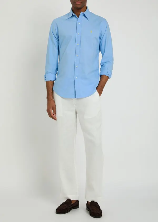 Polo Ralph Lauren Logo-embroidered Cotton Shirt - Light Blue