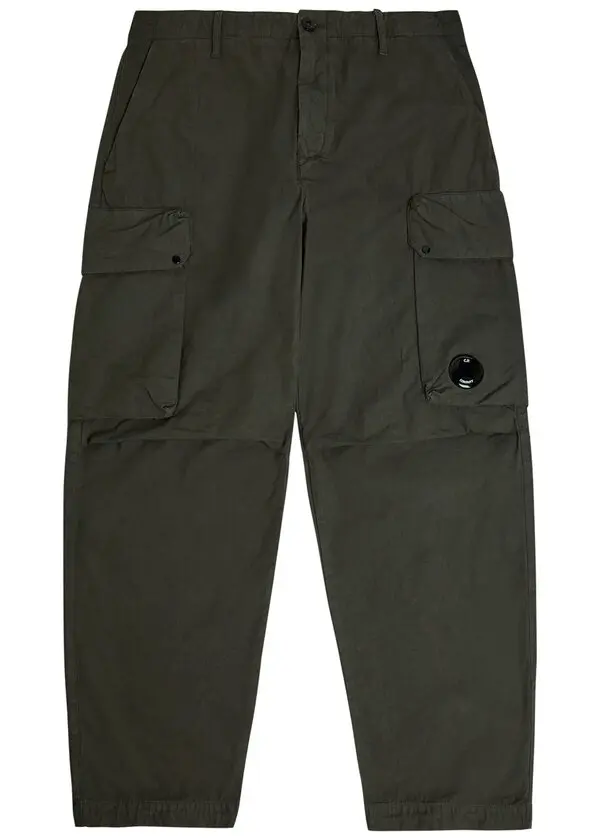 C.P. COMPANY Straight-leg Cotton-poplin Cargo Trousers - Dark Grey
