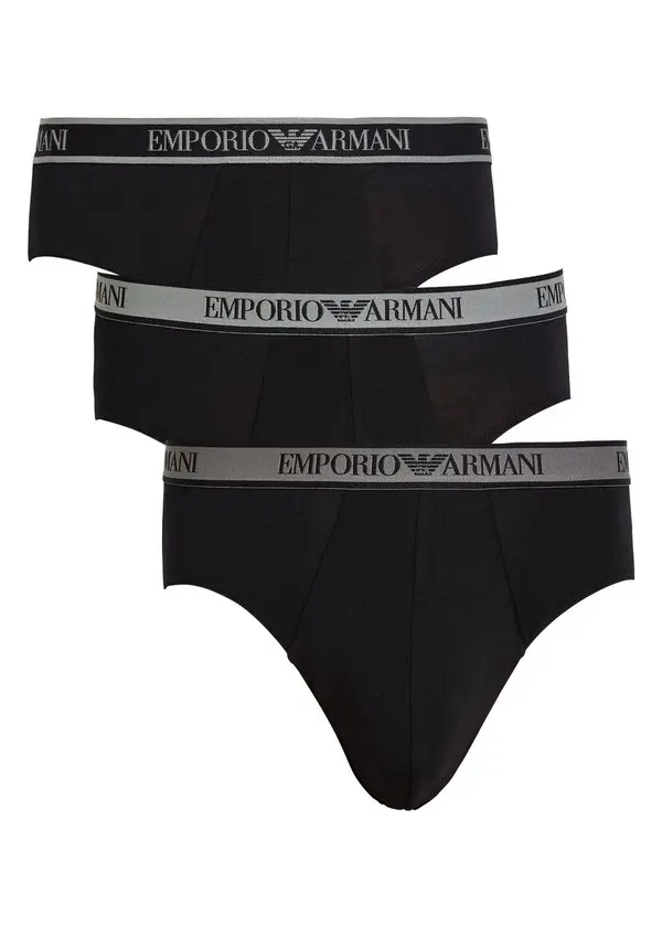 Emporio Armani Logo Stretch-cotton Briefs - Multicoloured