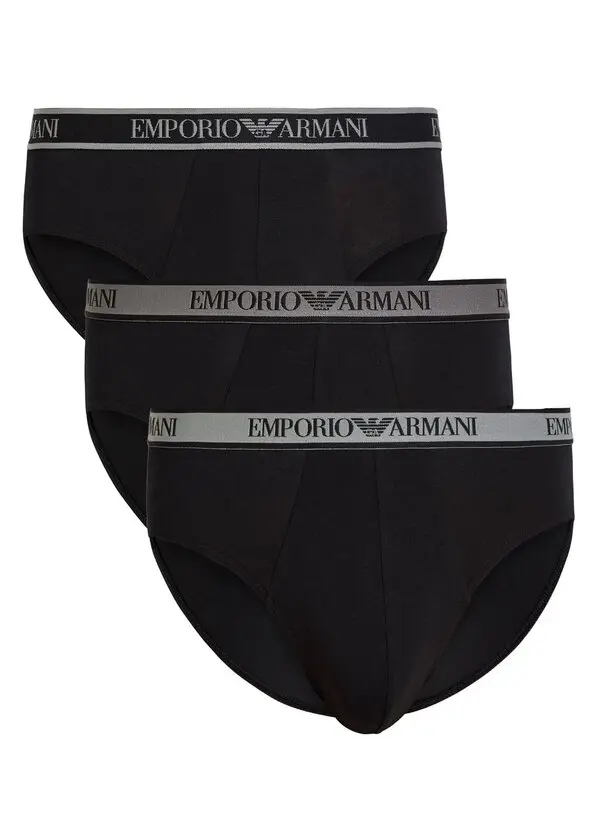 Emporio Armani Logo Stretch-cotton Briefs - Multicoloured