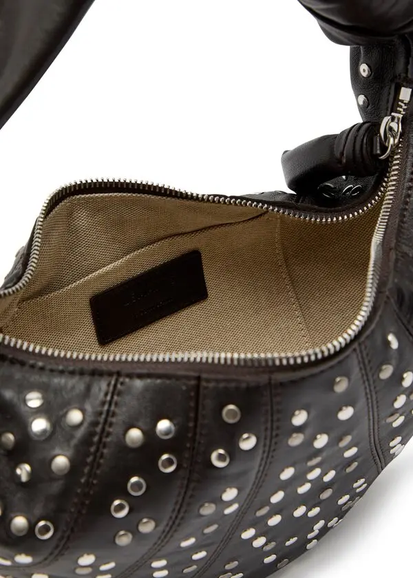 LEMAIRE Fortune Croissant Mini Studded Leather Shoulder Bag - Chocolate