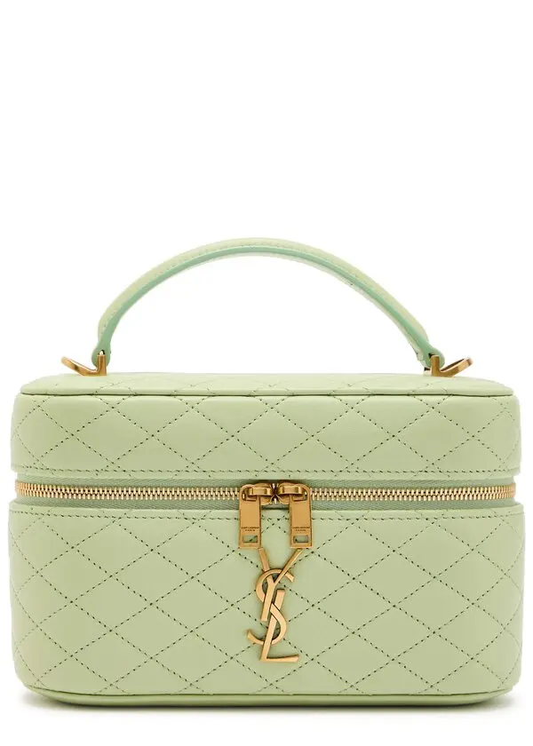Saint Laurent Gaby Mini Quilted Leather Top Handle Bag - Green