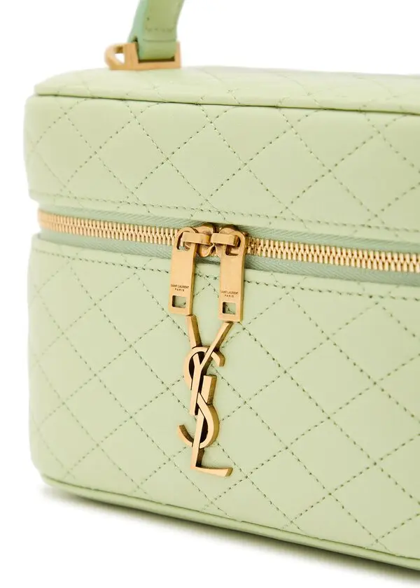 Saint Laurent Gaby Mini Quilted Leather Top Handle Bag - Green