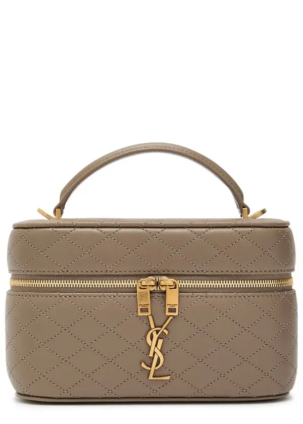 Saint Laurent Gaby Mini Quilted Leather Top Handle Bag - Taupe