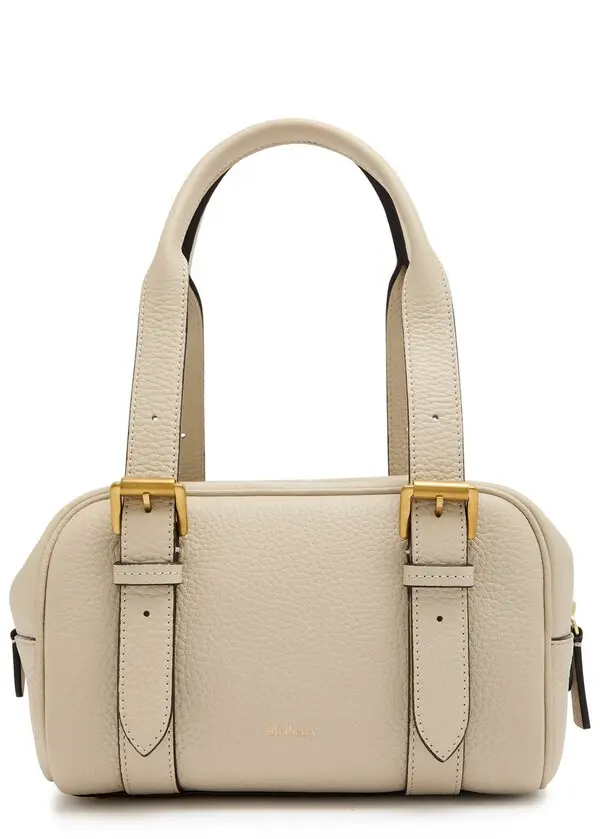 Mulberry Small Grained Leather Boston Shoulder Bag - White