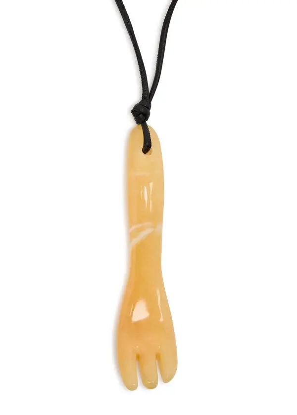 LEMAIRE Gua Sha Fork Aragonite And Leather Necklace - Yellow