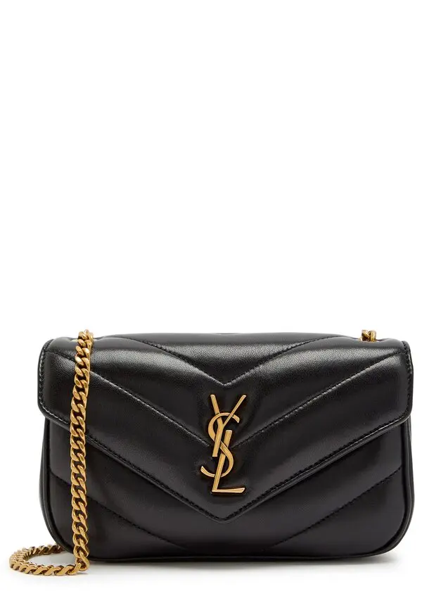 Saint Laurent Loulou Mini Quilted Leather Shoulder Bag - Black
