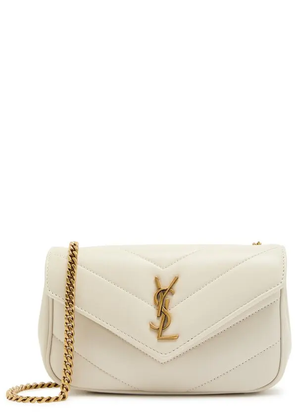 Saint Laurent Loulou Mini Quilted Leather Shoulder Bag - White