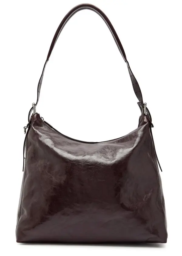 LEMAIRE Belted Leather Hobo Bag - Dark Brown