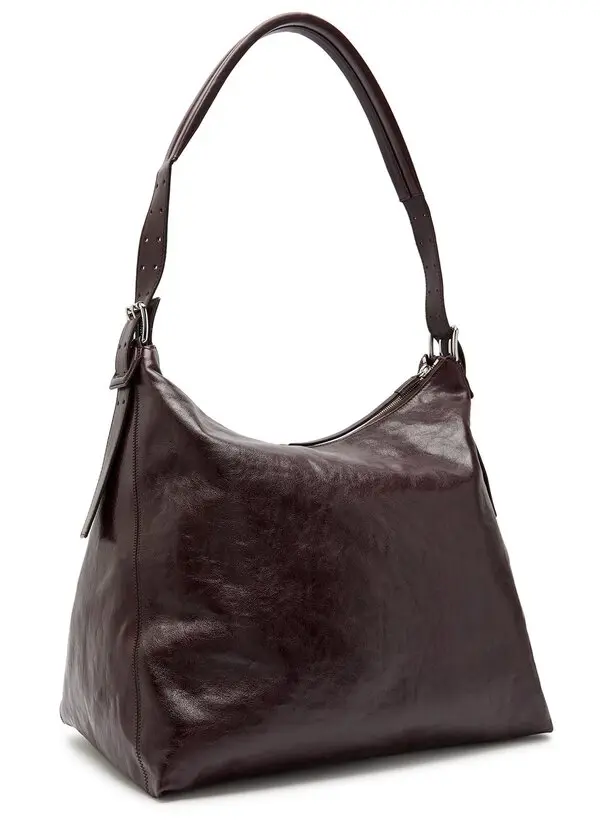 LEMAIRE Belted Leather Hobo Bag - Dark Brown