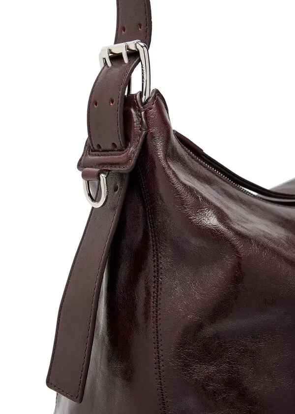 LEMAIRE Belted Leather Hobo Bag - Dark Brown