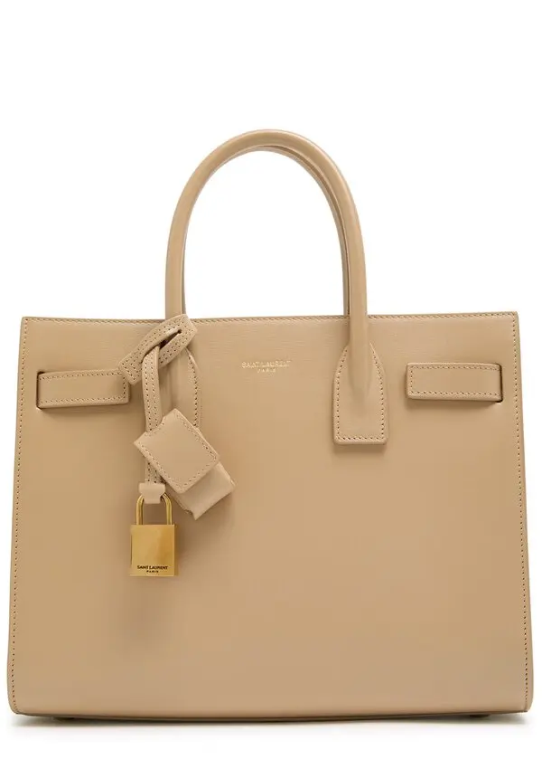 Saint Laurent Sac De Jour Leather Top Handle Bag - Beige
