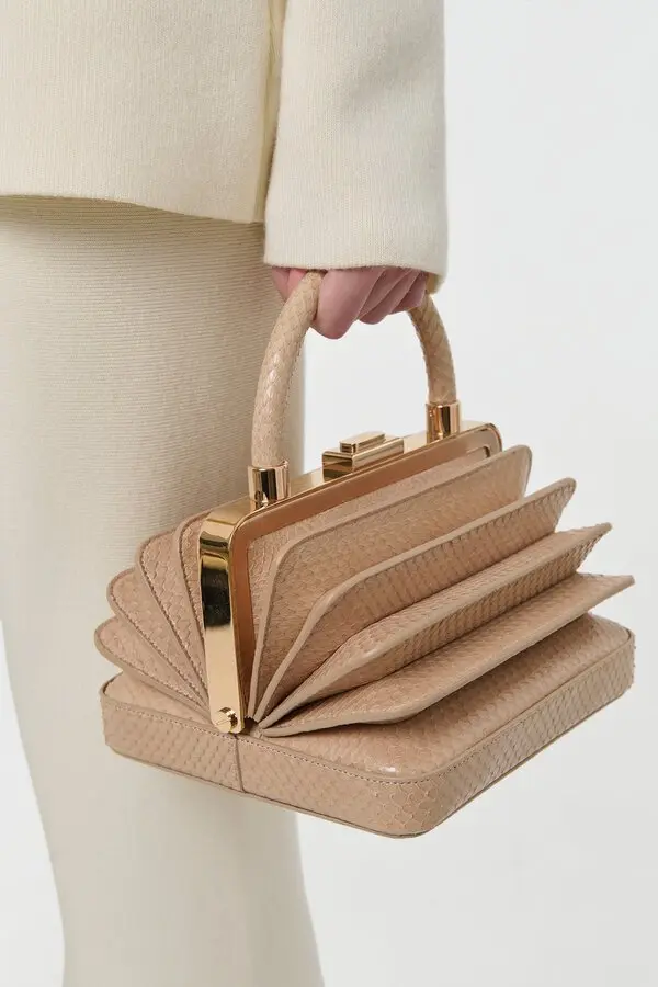 Gabriela Hearst Diana Bag In Snakeskin - Nude