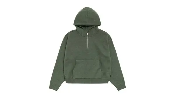 StÜssy Quarter Zip Knit Hoodie - Green