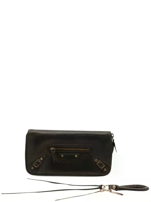 Balenciaga Companion Zip-up Leather Wallet - Black