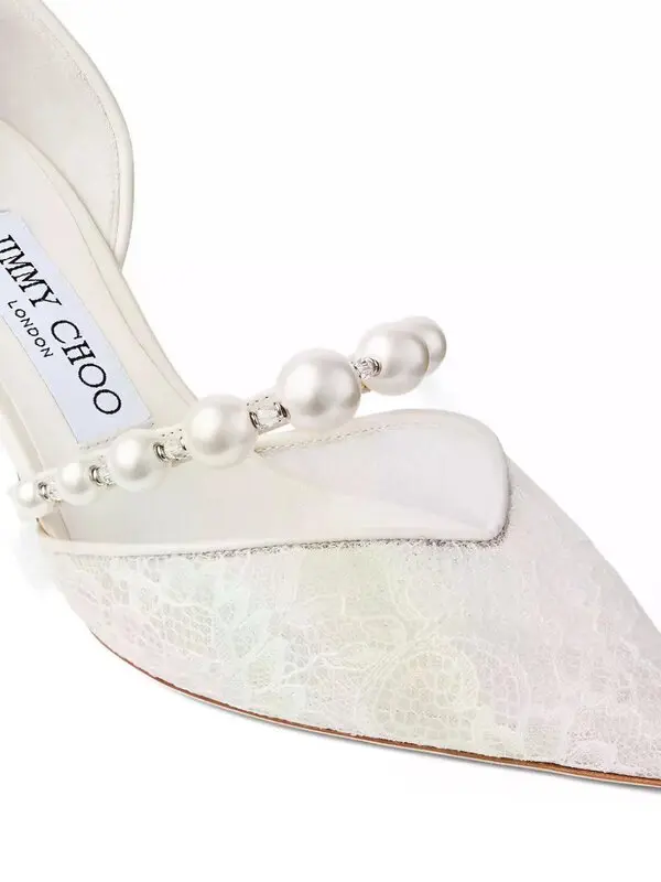 JIMMY CHOO Aurelie Pearl-embellished Mules - White