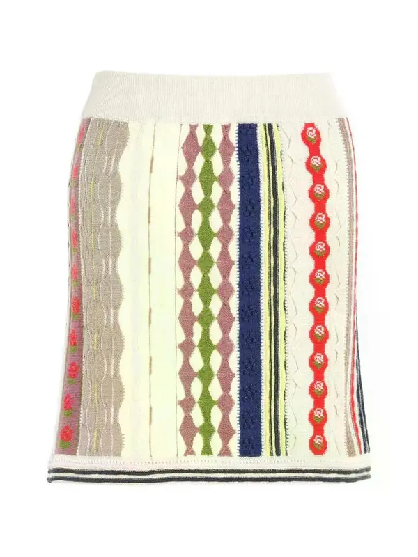 BARRIE Textured Stripe Motif Skirt - Neutrals