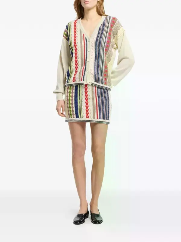 BARRIE Textured Stripe Motif Skirt