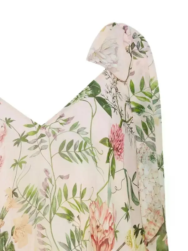 Cara Cara Mari Floral-print Lace-trim Top - Neutrals