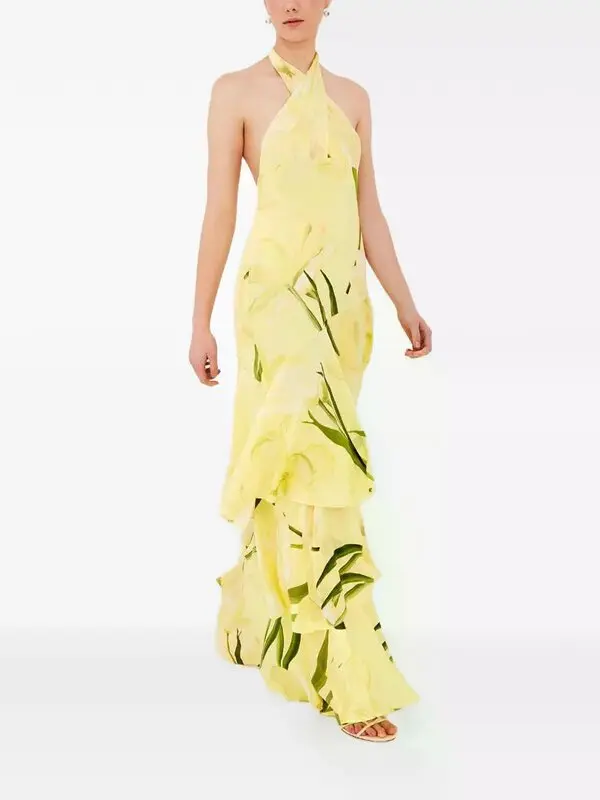 Cara Cara Lillian Amethyst Ruffled Floral-print Dress - Yellow