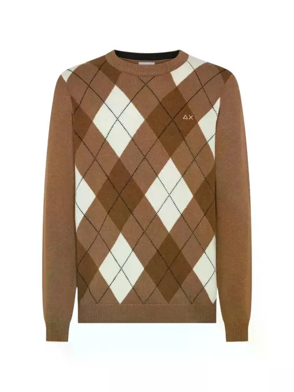 SUN 68 Argyle Crew-neck Sweater