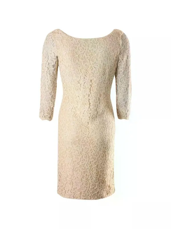 Diane Von Furstenberg Zarita Long-sleeve Lace Mini Dress - Neutrals