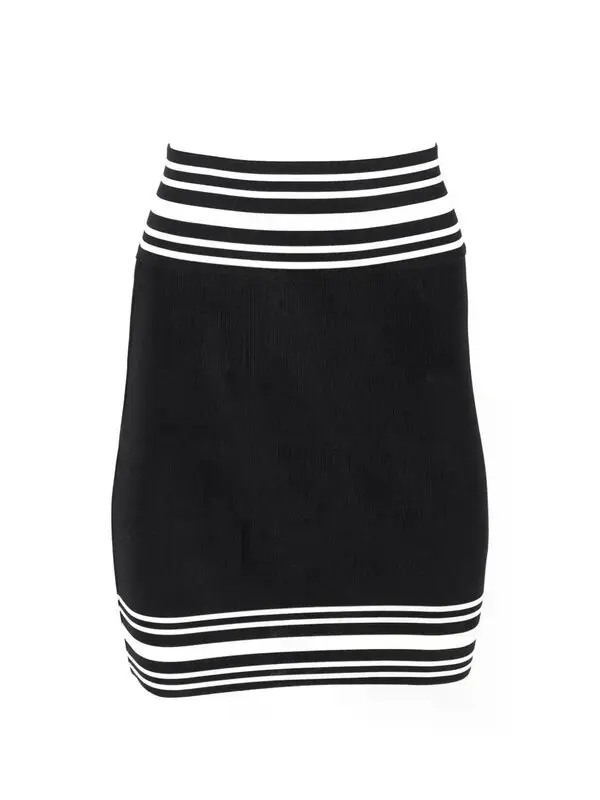 Balmain Striped Knitted Mini Skirt - Black