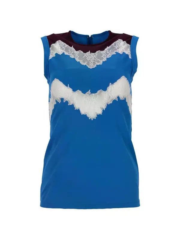 Valentino Garavani Lace-trimmed Sleeveless Top - Blue