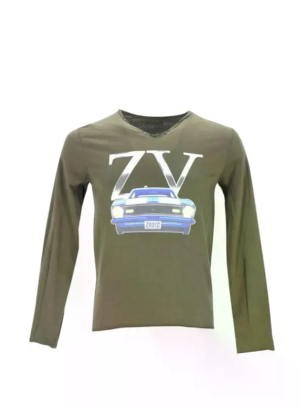 Zadig&Voltaire Car-print Crew-neck T-shirt - Green