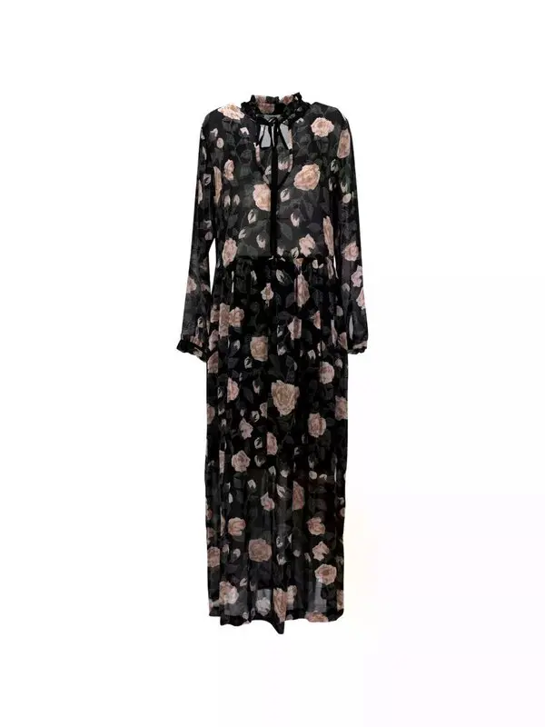 GANNI Carlton Floral-print Maxi Dress - Black