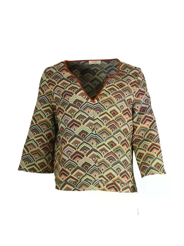 Ba&sh Abstract-pattern V-neck Blouse - Brown