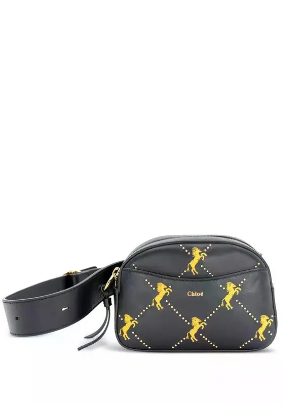 Chloé Horses-embroidered Leather Belt Bag - Blue