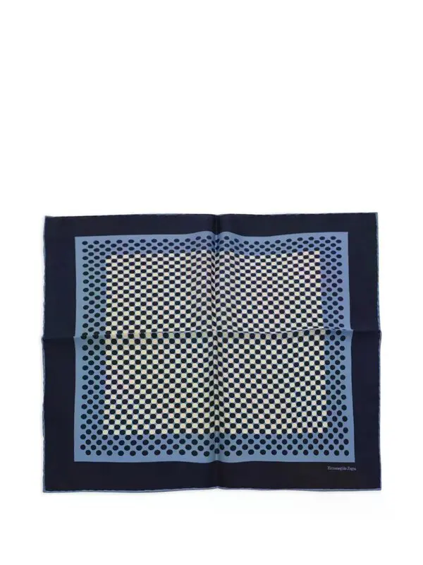 Zegna Polka-dot Silk Pocket Square - Blue
